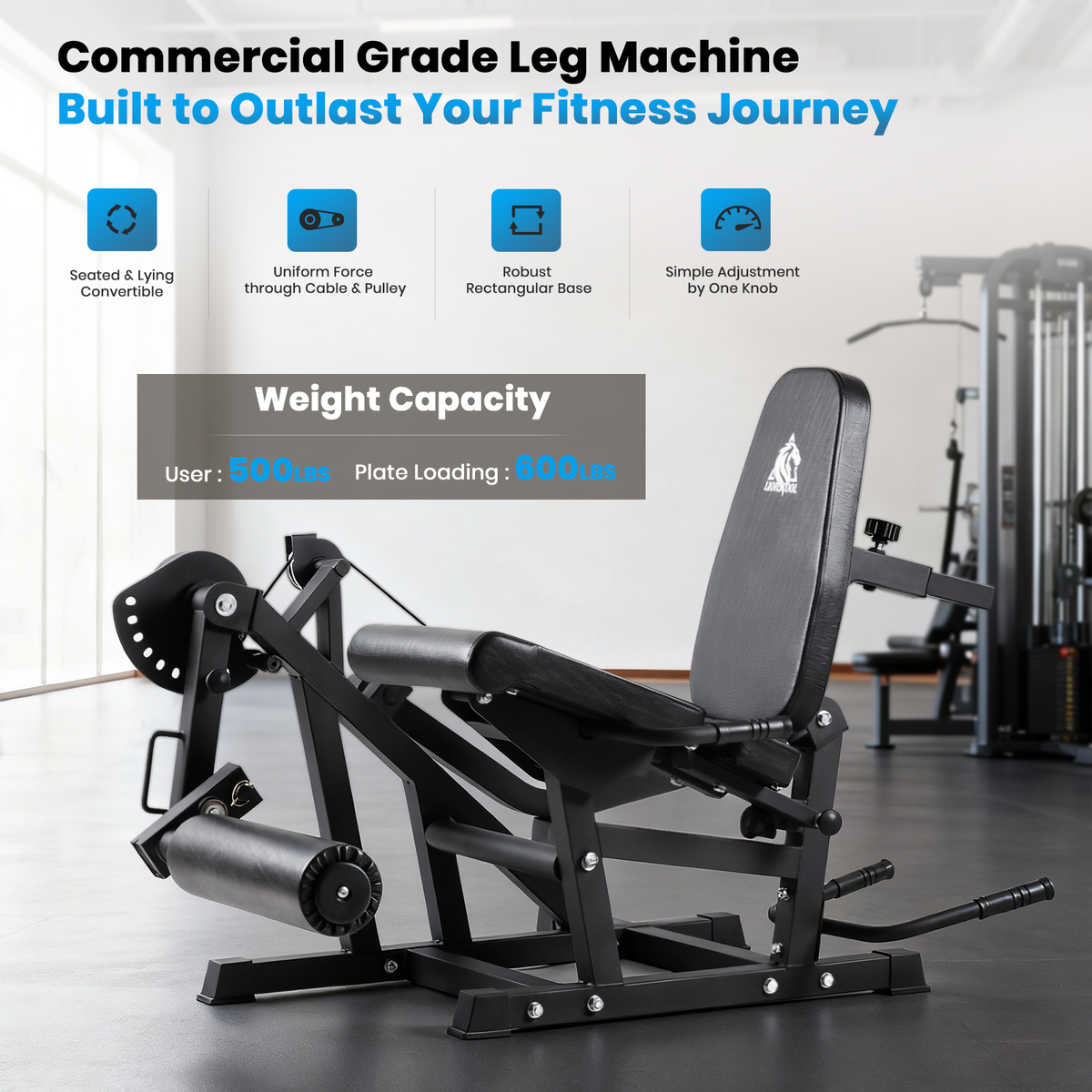 LIONSCOOL Leg Extension and Curl Machine V4.0, Adjustable Seated and ...