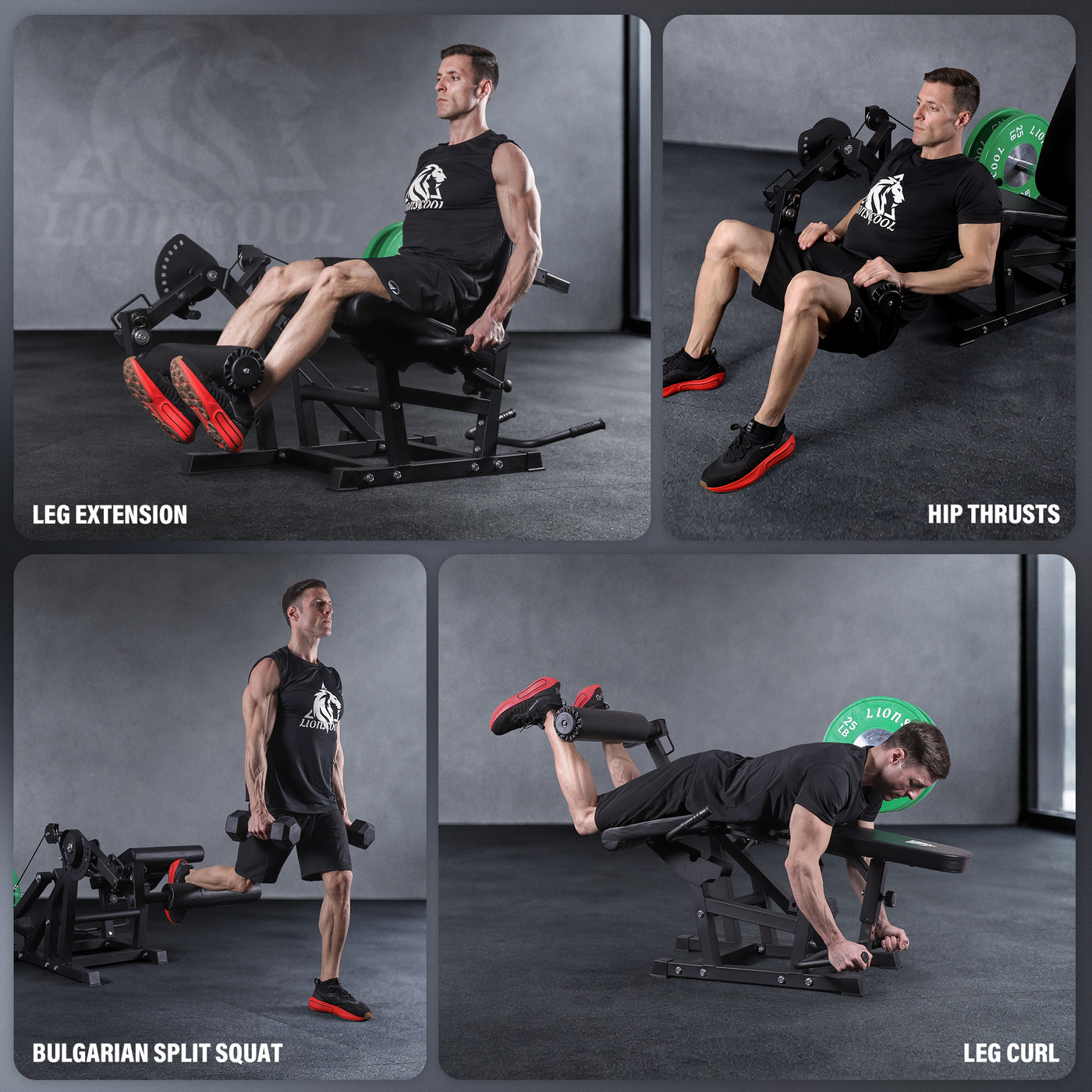 LIONSCOOL Leg Extension and Curl Machine V4.0, Adjustable Seated and ...