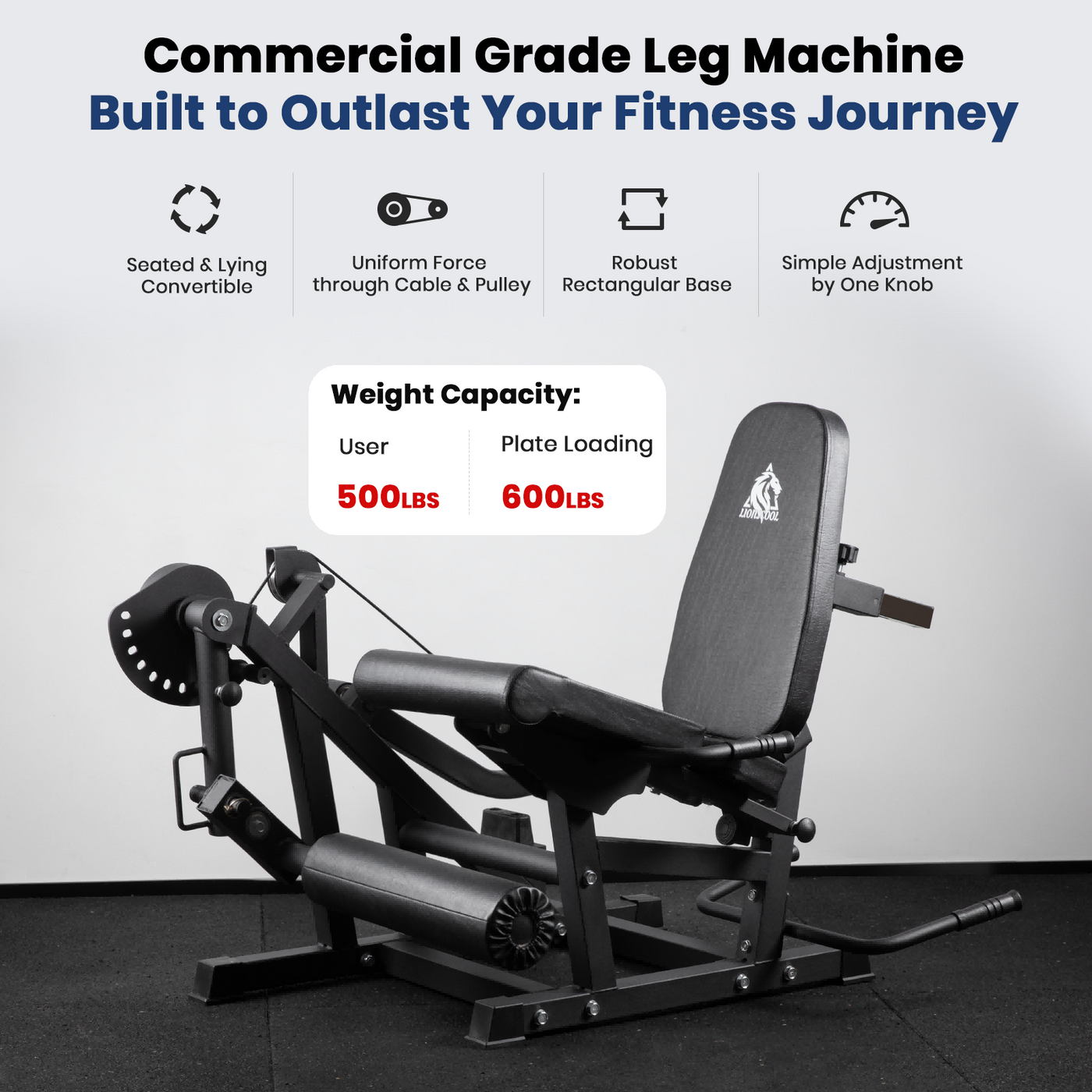 LIONSCOOL Leg Extension & Lying Leg Curl Machine V4.0, Adjustable ...