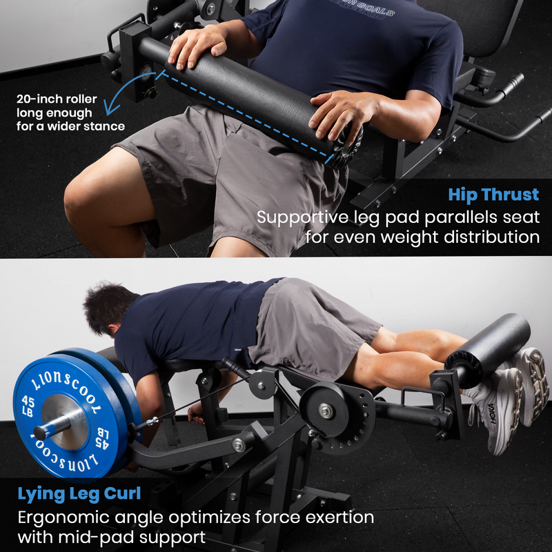 LIONSCOOL Leg Extension & Lying Leg Curl Machine V4.0, Adjustable Seated and Prone Lower Body ...